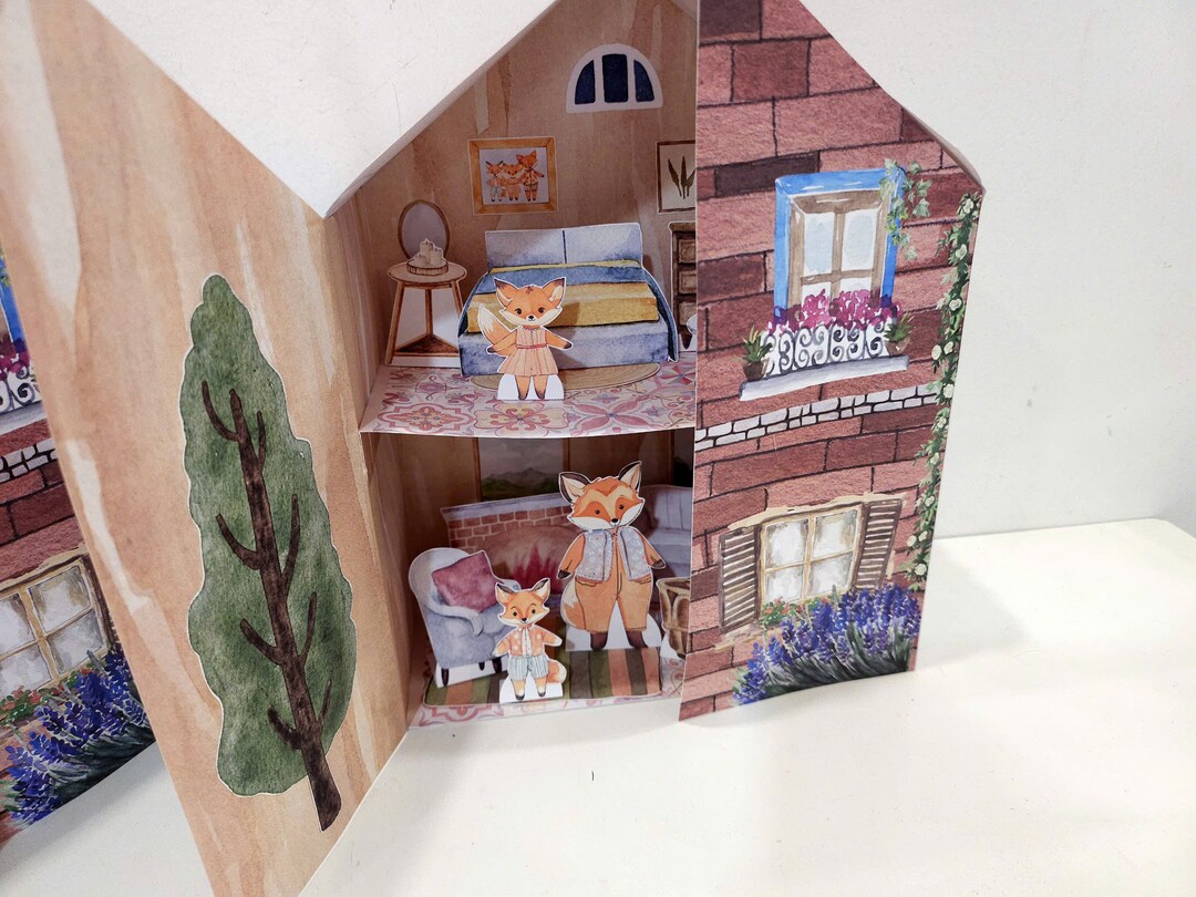 Fox Dollhouse Printable, Paper Dolls, 3D Paper Dollhouse, DIY Kids ...