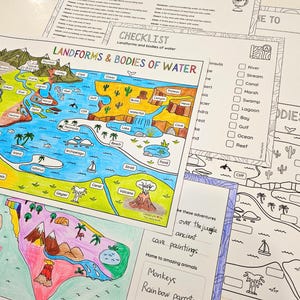 Landforms and Bodies of Water Poster, 40 Types, Map Labeling, Checklist ...