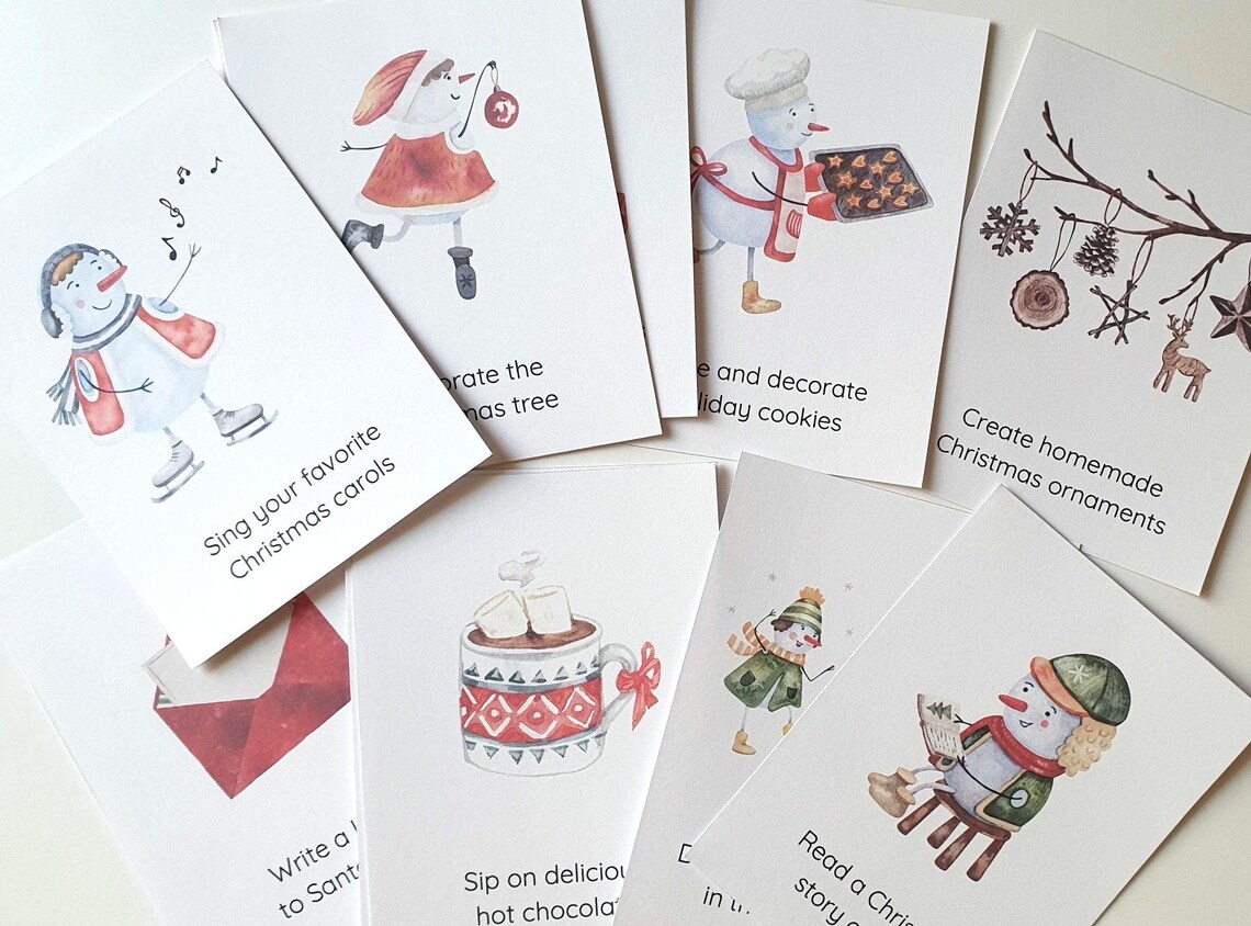 25 Printable Advent Activity Cards for Kids, Kids Action Cards ...