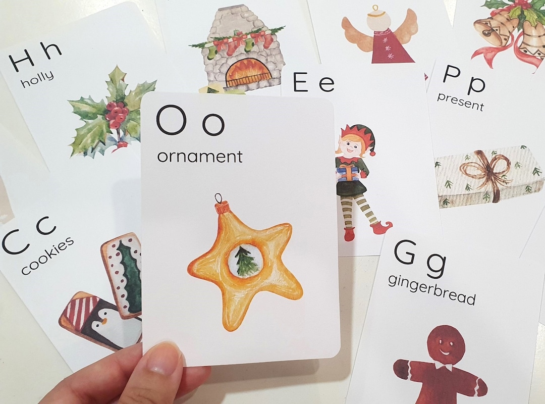 Christmas Alphabet Cards for Kids, Montessori Christmas ABC Flashcards ...