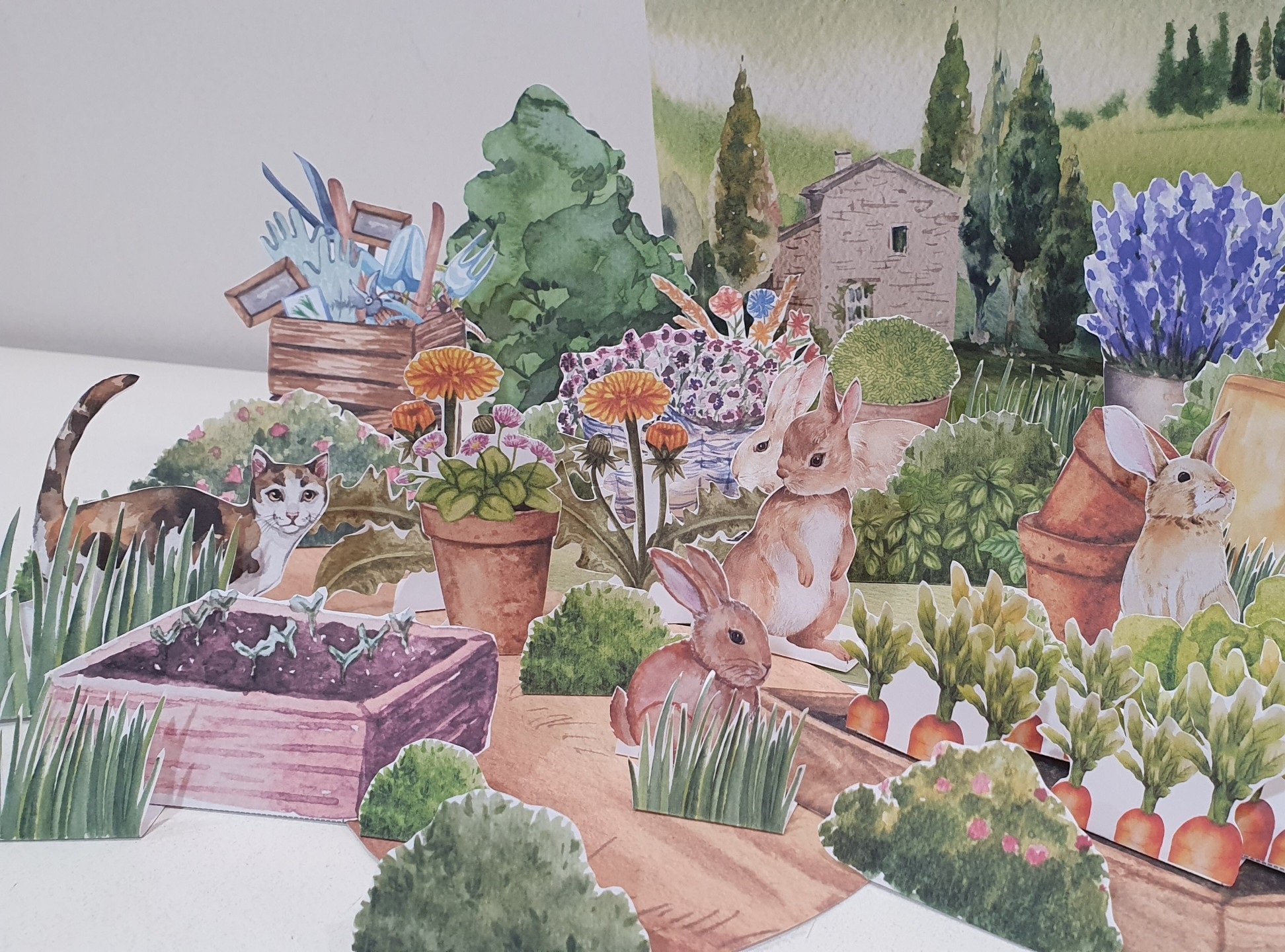 Build a Rabbit Garden, Printable Diorama, Paper Garden Scenery, DIY ...