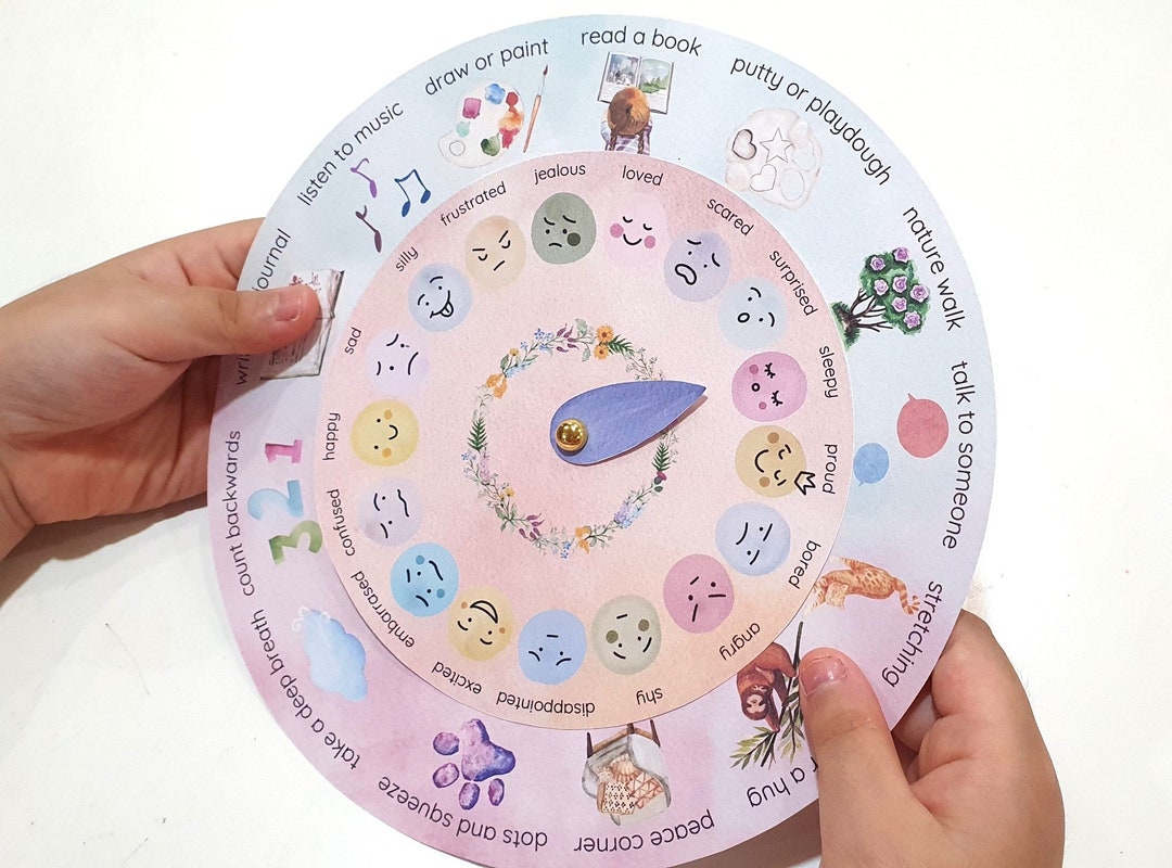 Emotion Wheel Printable, Kids Feeling Board, Montessori Classroom Decor ...