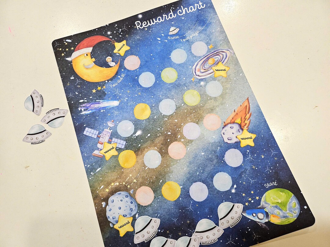 Reward Chart Printable - Space, Kids Routine Chart, Behavior Chart ...