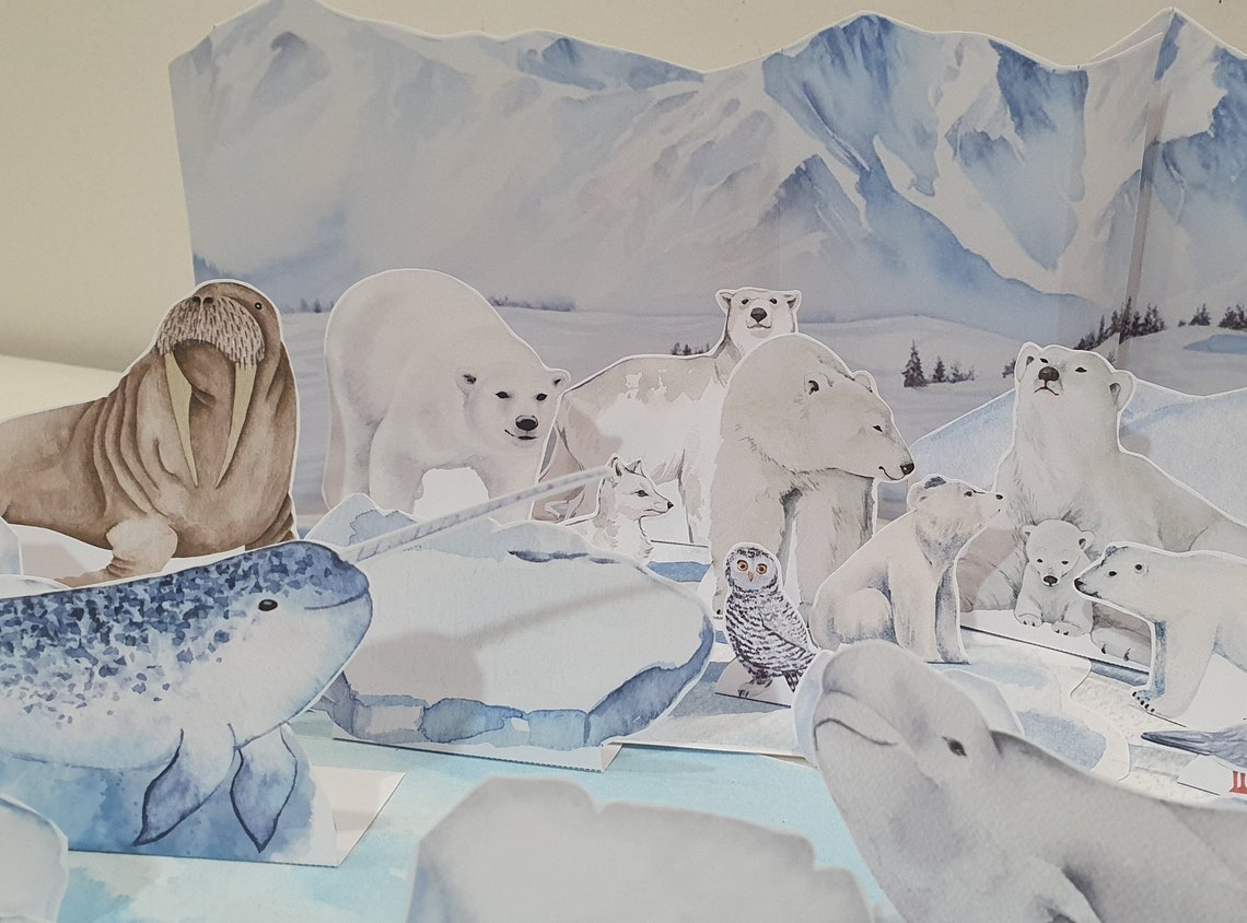 Build the Arctic Habitat, Printable Diorama, DIY Kids Polar Bear Paper ...