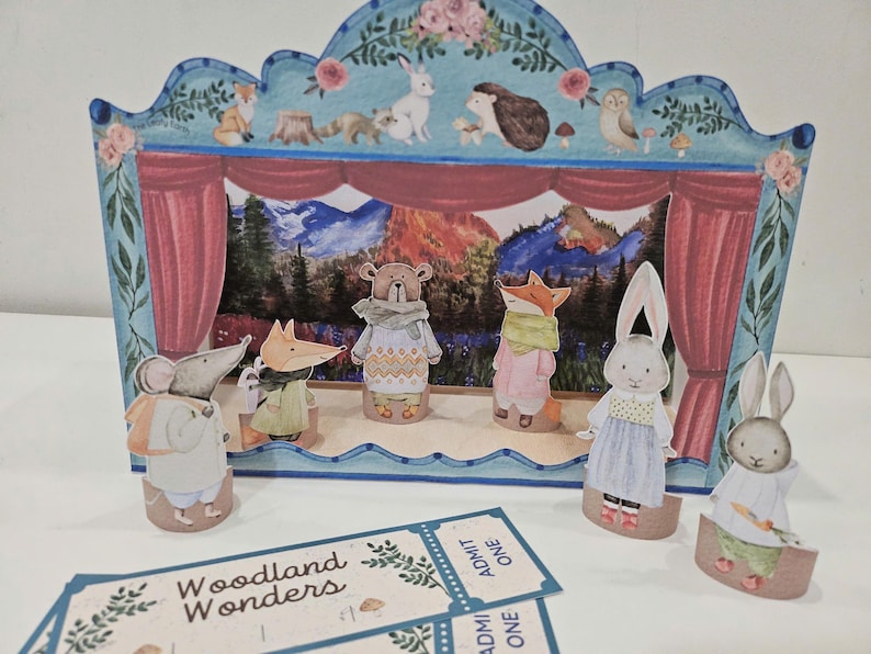 Woodland Puppet Theater, Paper Puppet Theater, DIY Kids Paper Craft ...