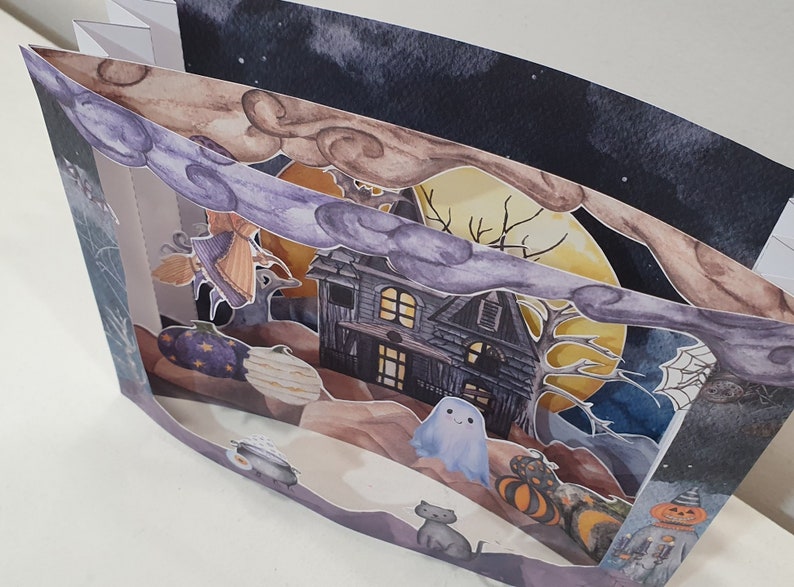 Halloween House Pop up Printable, Pop up Greeting Card, Halloween Scene ...