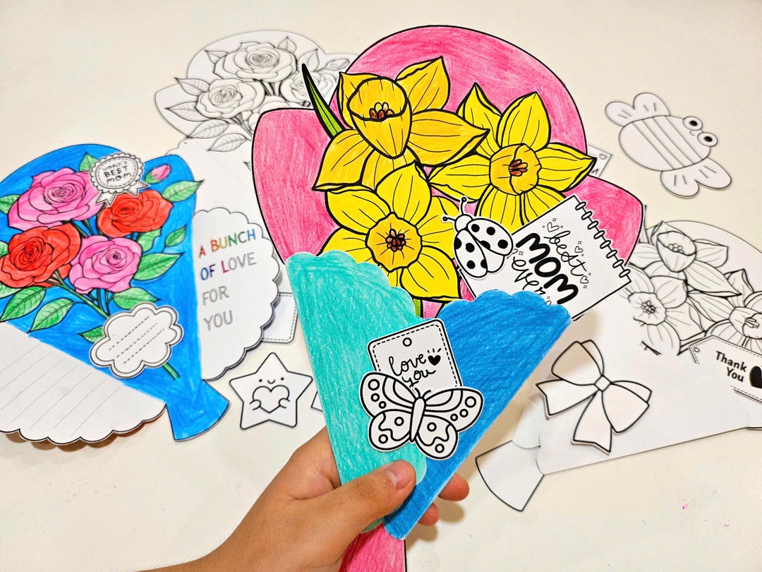 Paper Flower Bouquet Craft, Mother's Day, Valentine's Day, Kids Paper ...