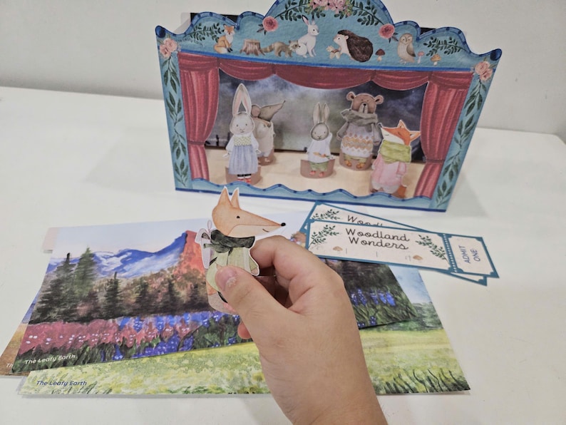 Woodland Puppet Theater, Paper Puppet Theater, DIY Kids Paper Craft ...