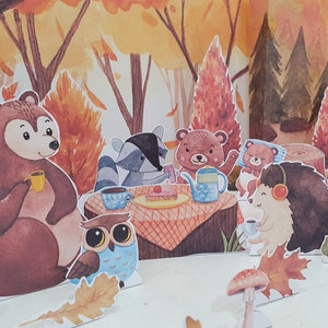 Picnic Party Printable Play Set, Paper Autumn Forest, DIY Paper Craft ...