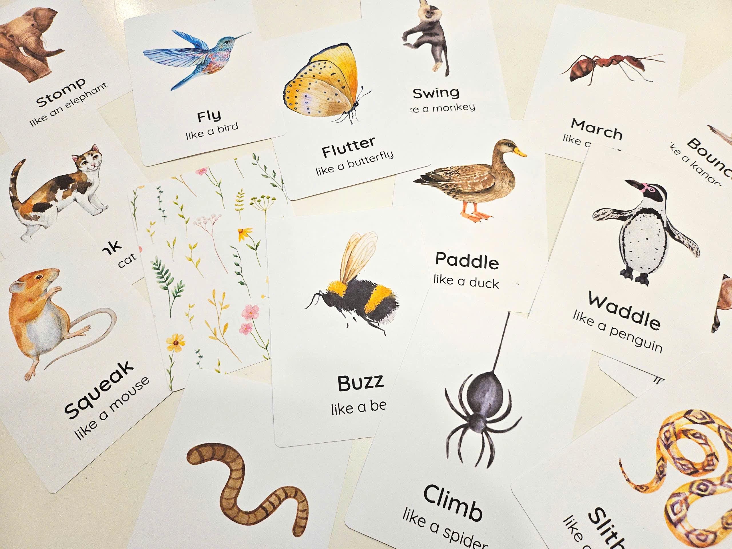 20 Animal Movement Cards, Movement Activity, Action Cards, Circle Time ...
