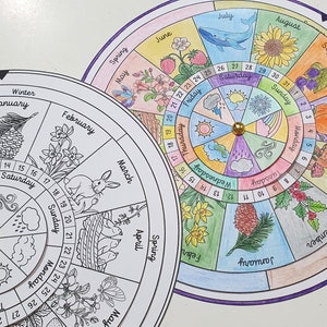 Wheel of the Year Coloring, Season Calendar Wheel, Perpetual Calendar ...
