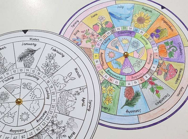 Wheel of the Year Coloring, Season Calendar Wheel, Perpetual Calendar ...