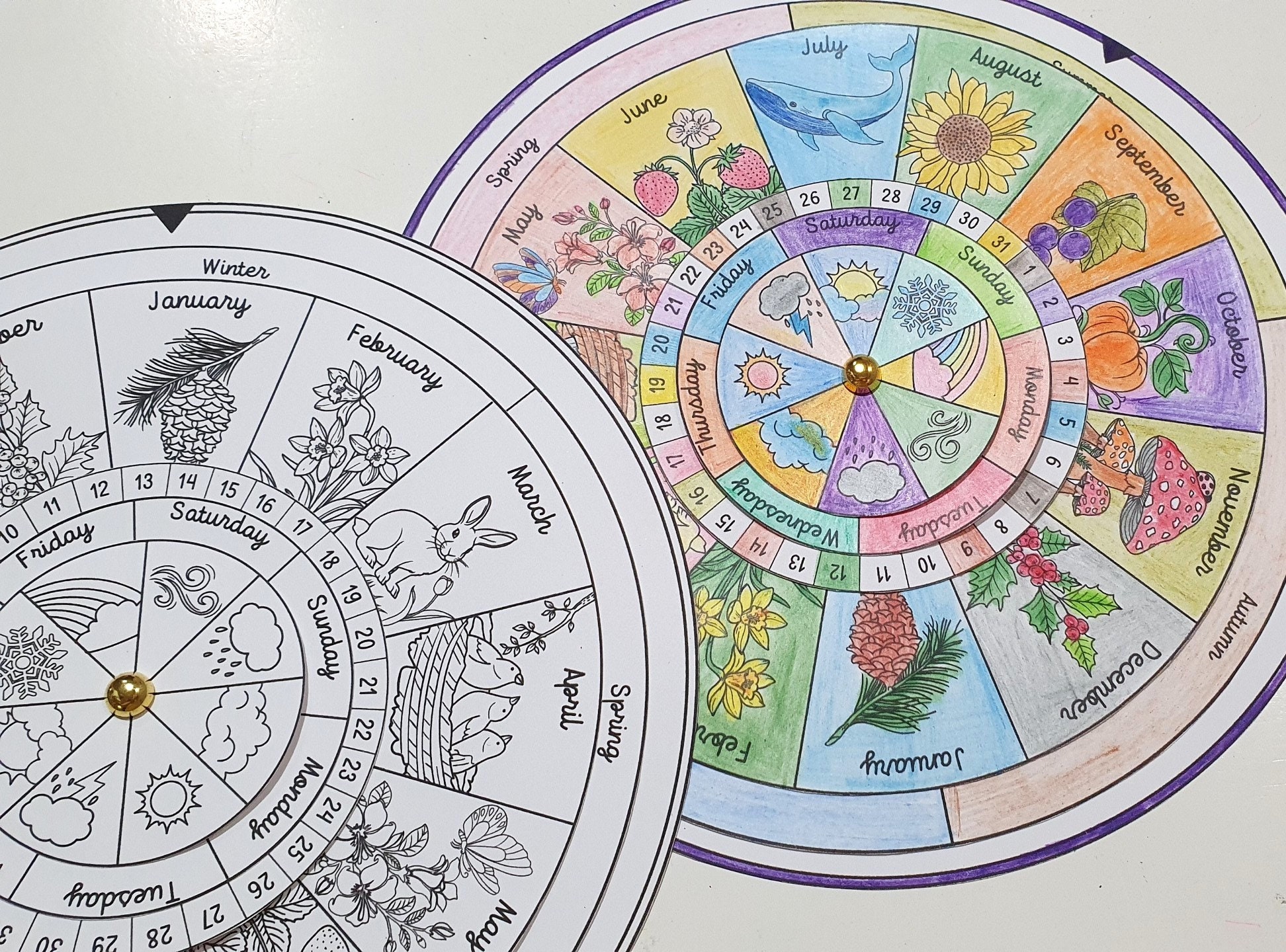 Wheel of the Year Coloring, Season Calendar Wheel, Perpetual Calendar ...