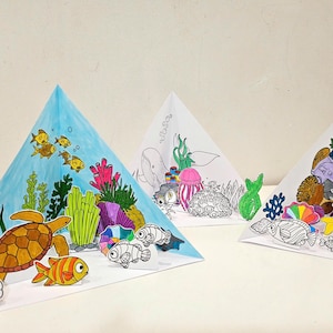 Ocean Coloring Triorama, Printable Coral Reef Scene, DIY Kids Paper ...