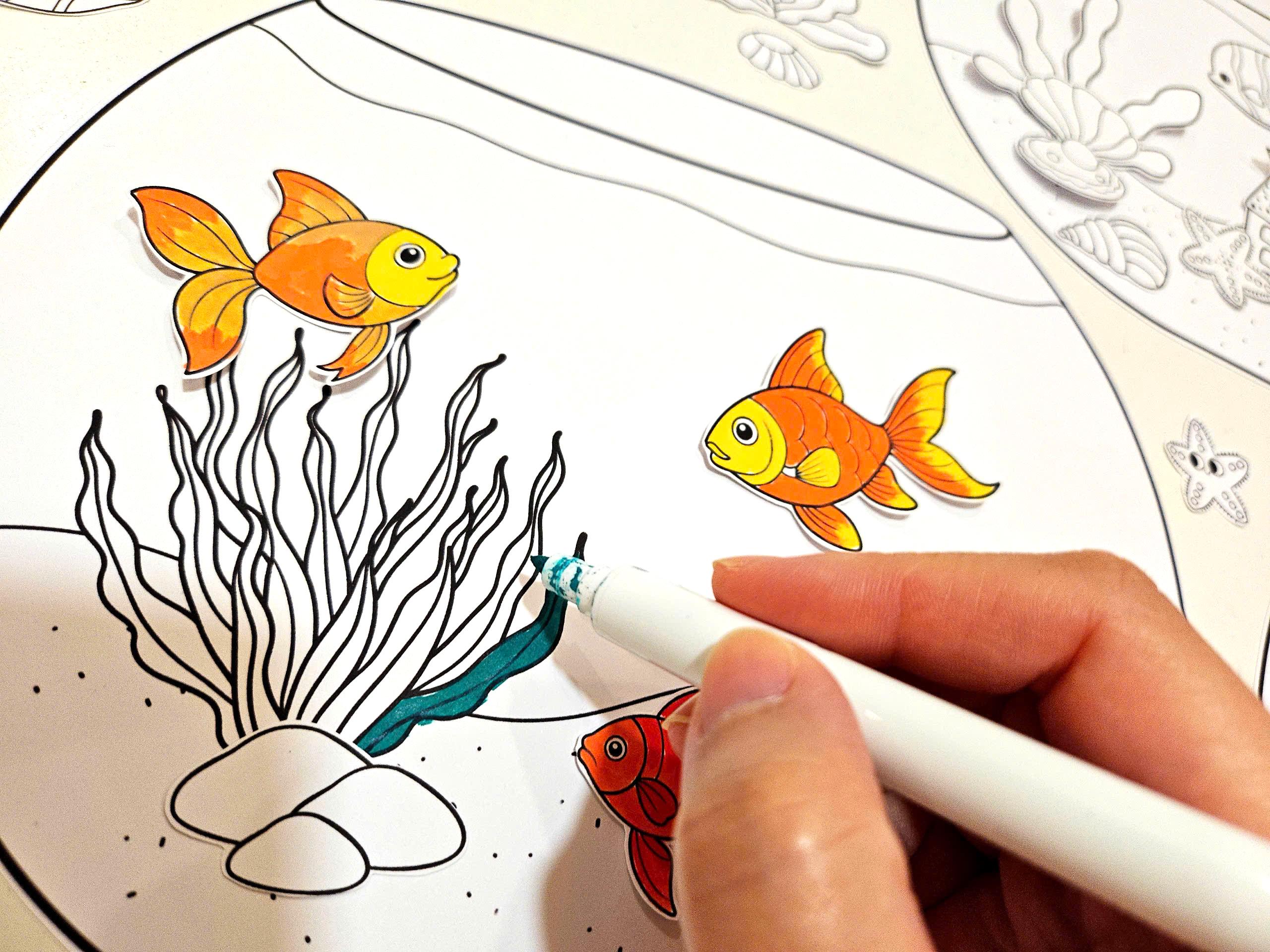 Build a Fish Bowl Coloring, Kids DIY Paper Crafts, Color and Cut, Fine ...