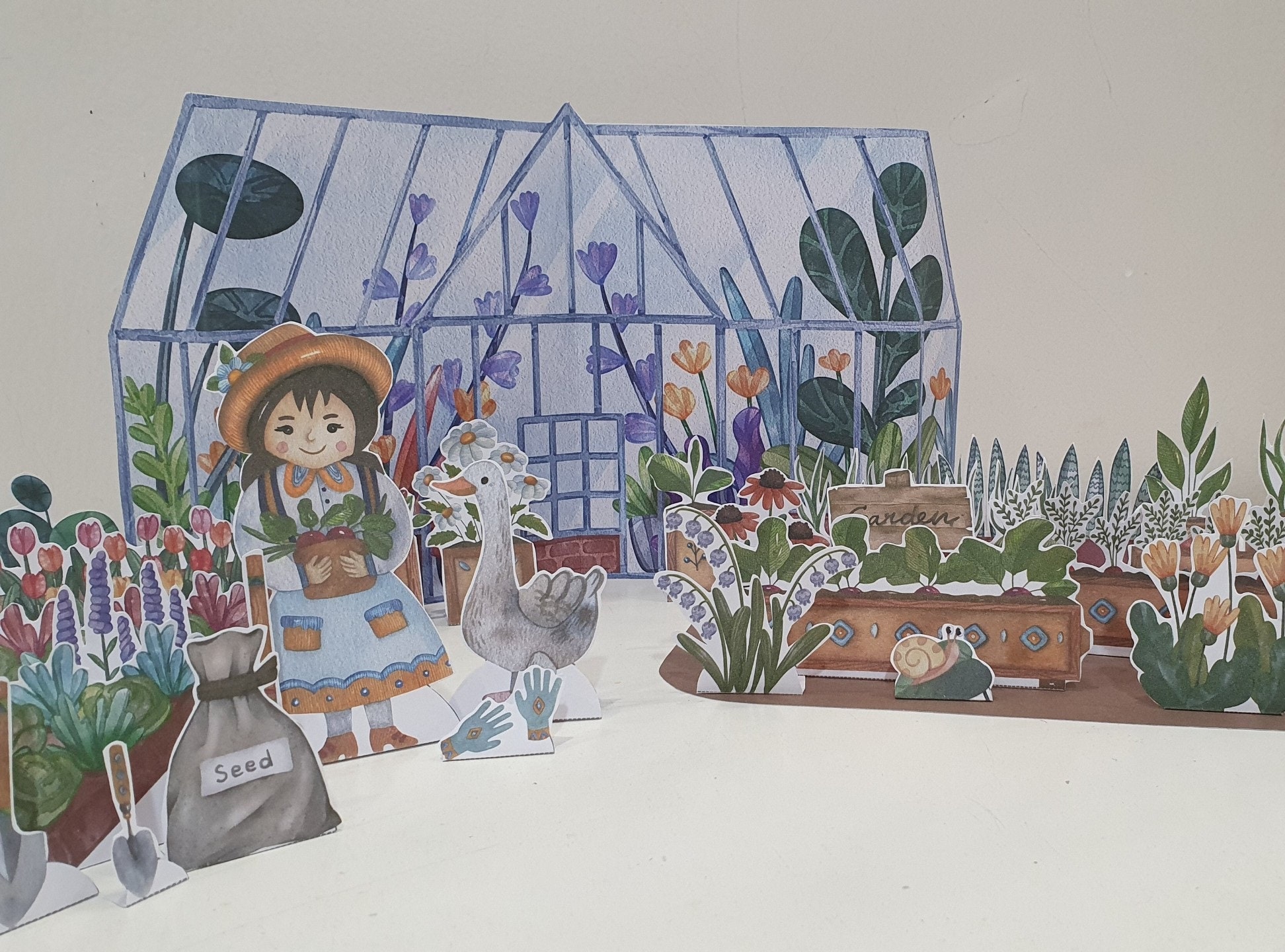 Gardener Printable Play Set, Spring Garden Activity, DIY Paper Craft ...