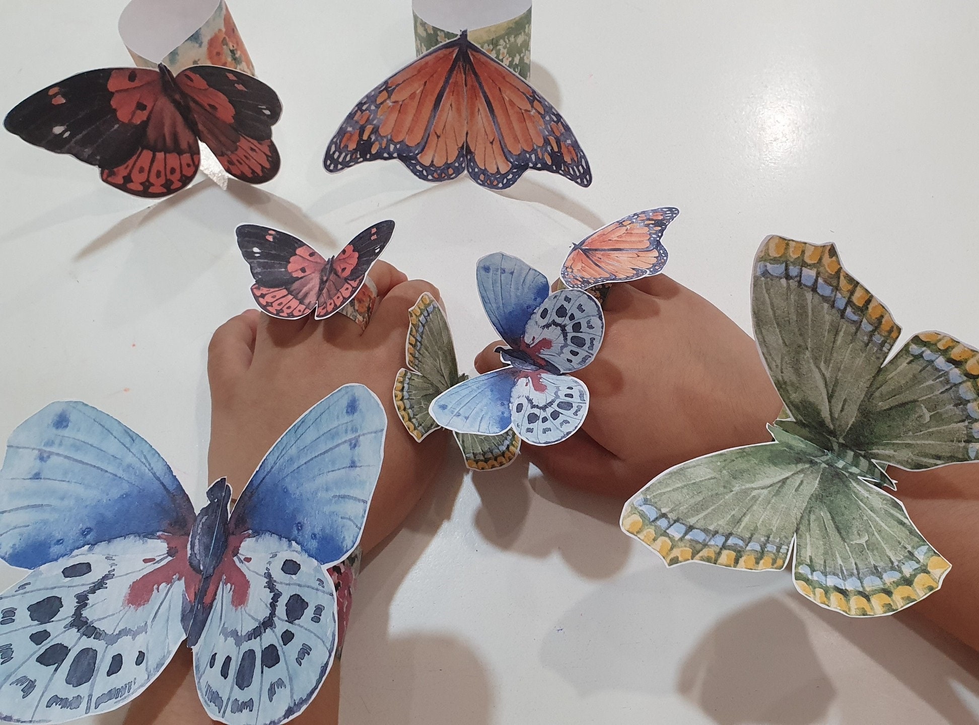 Butterfly Paper Bracelets and Rings for Kids, DIY Kid Paper Spring ...
