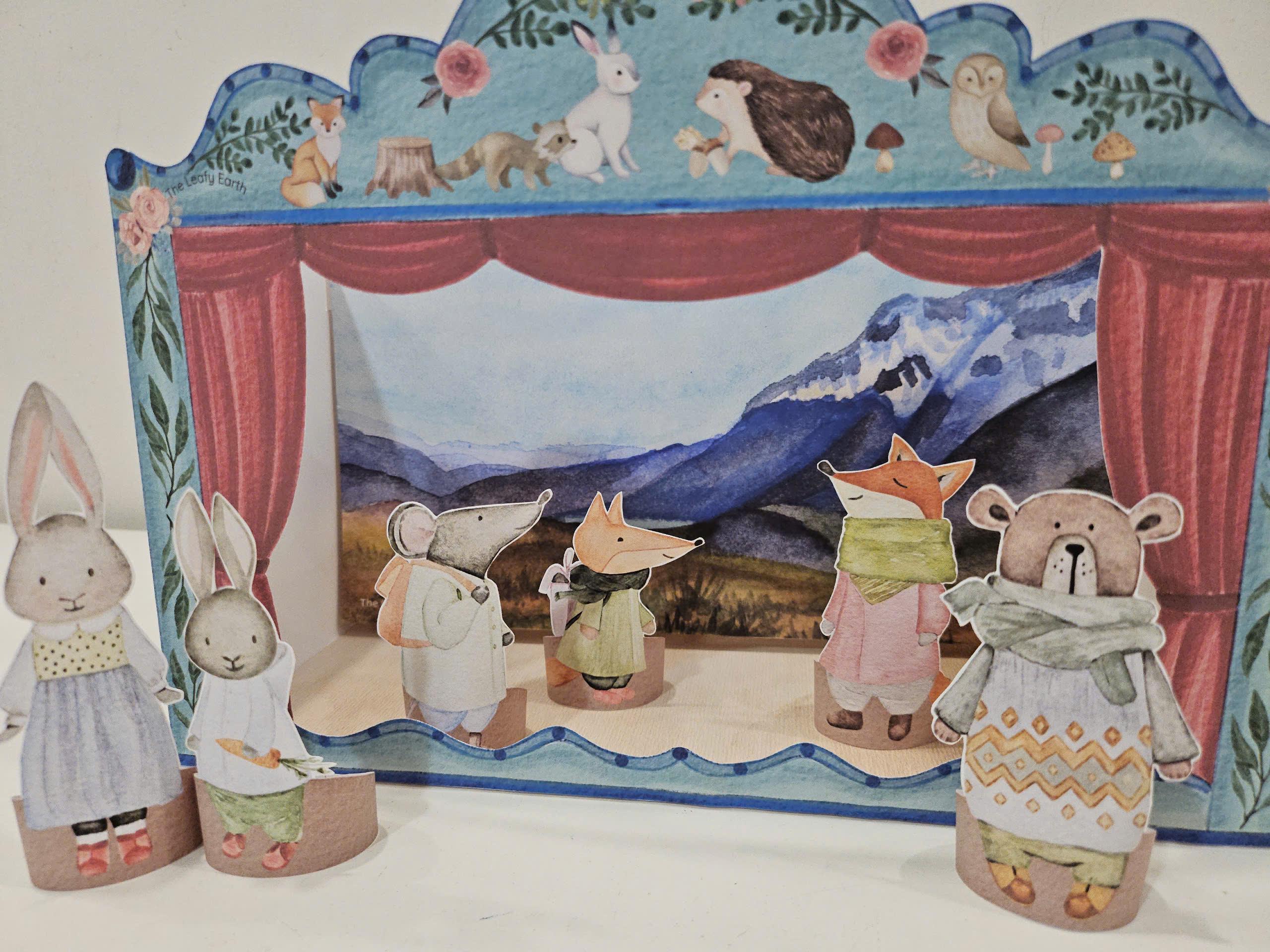 Woodland Puppet Theater, Paper Puppet Theater, DIY Kids Paper Craft ...