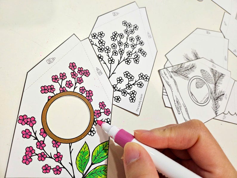 Paper Birdhouse Coloring, Spring Paper Craft, Printable Paper Houses ...