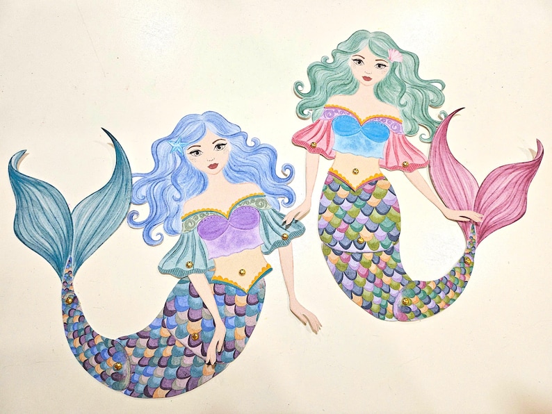 Articulated Mermaid Paper Dolls, Mermaid Paper Craft, Movable Paper ...
