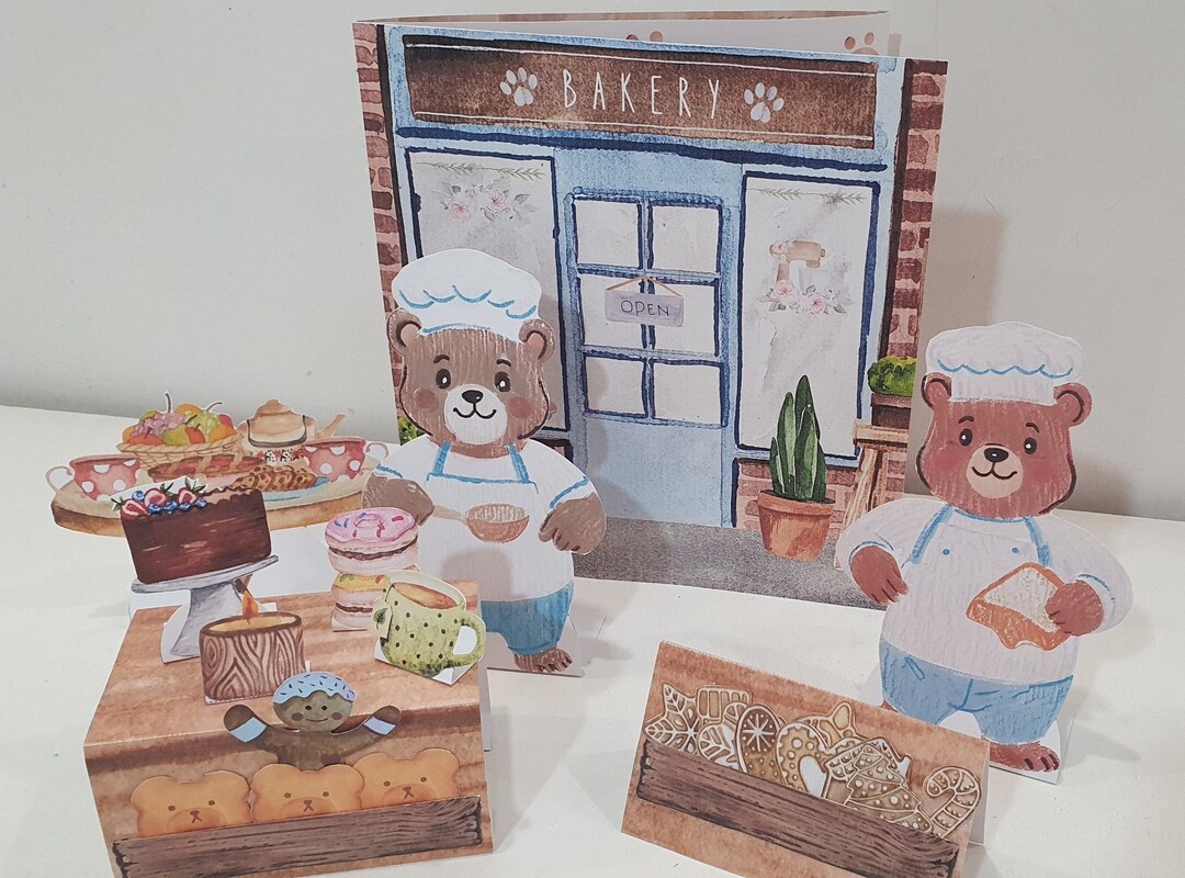 Bakery Printable & Busy Book, Bear Paper Dolls, Paper Dollhouse Kit ...