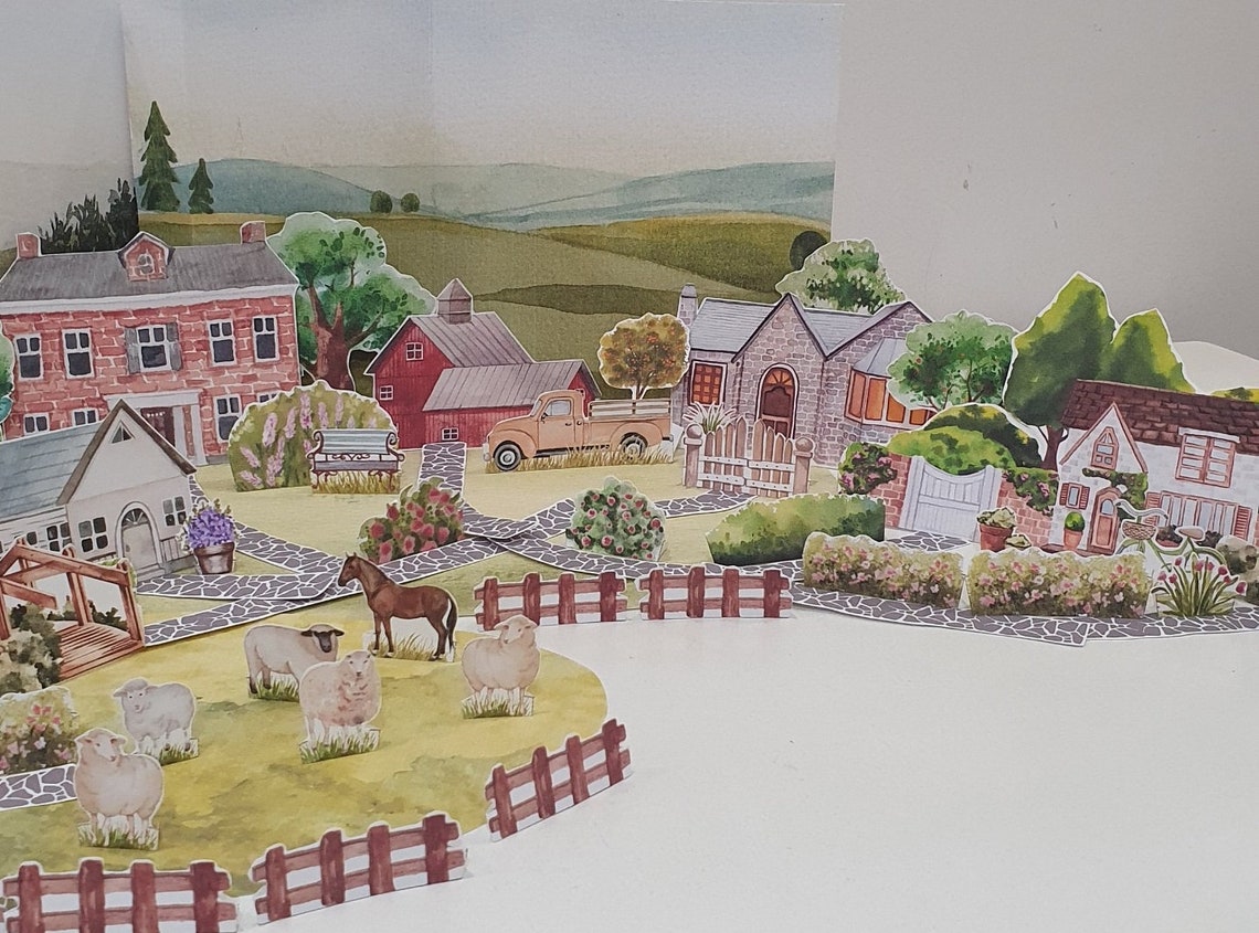 Build a Village, Printable Village Diorama, Countryside Play Set ...