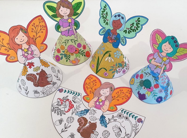 Paper Fairy Dolls Coloring Set, Paper Dolls Craft Kit, Printable Paper ...