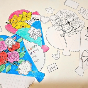 Paper Flower Bouquet Craft, Mother's Day, Valentine's Day, Kids Paper ...