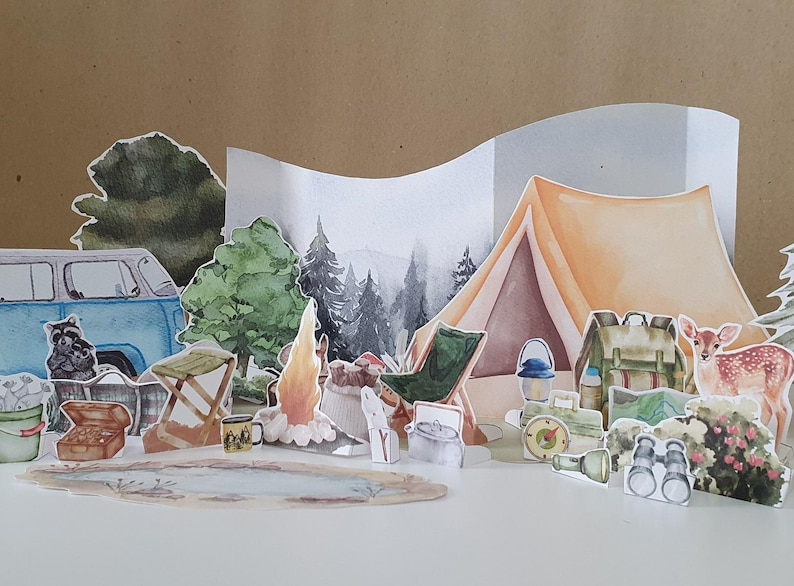 Build a Campsite, Printable Campsite Diorama, Camping Play Set, Paper ...