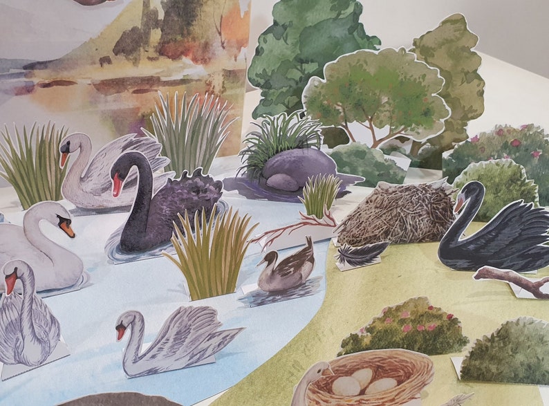 Build a Lake, Printable Lake Diorama, Swan Play Set, Paper Scene, DIY ...