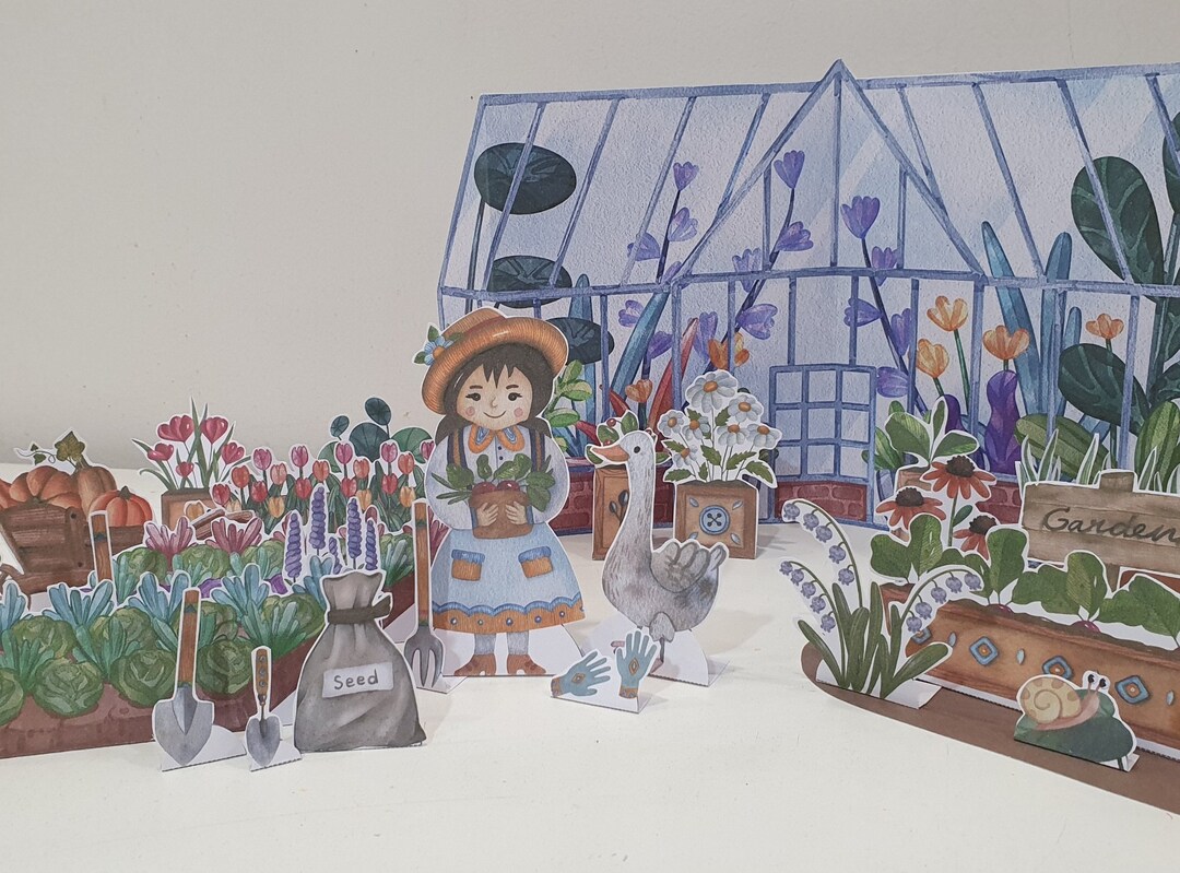 Gardener Printable Play Set, Spring Garden Activity, DIY Paper Craft ...