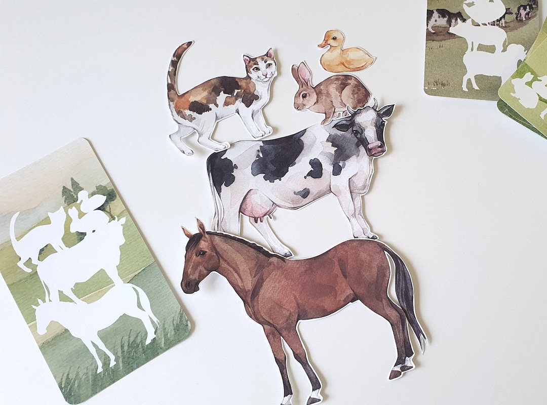 Farm Animal Shape Matching Game, Stacking Puzzles, Stacking Toy, Animal ...