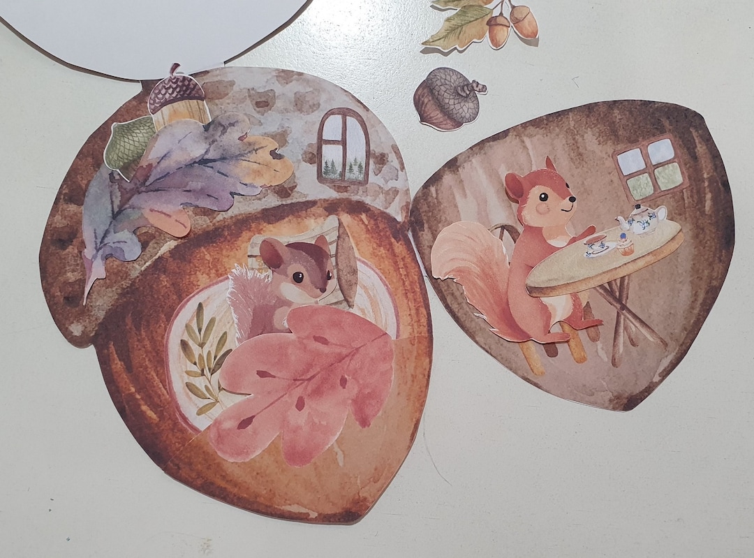 Squirrel House Printable Playset, Paper Acorn Dollhouse, DIY Kid Paper ...