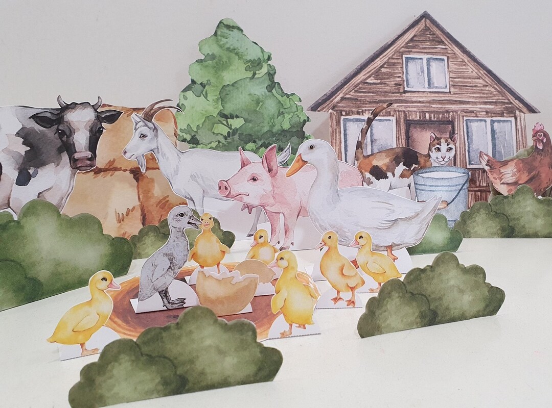 The Ugly Duckling Story Printable Play Set, Paper Farm Scene, DIY Kids ...