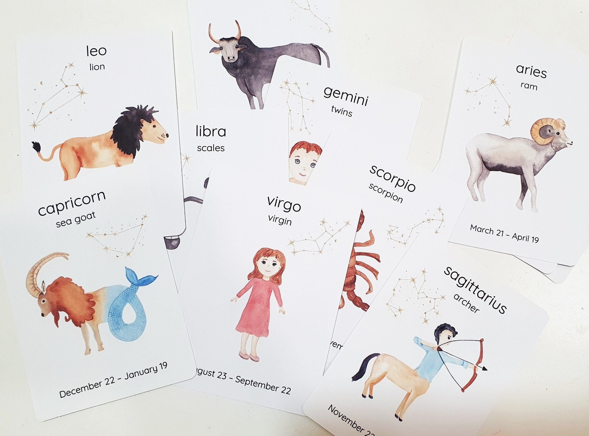 Zodiac Cards for Kids, Printable Constellation Cards, Montessori ...