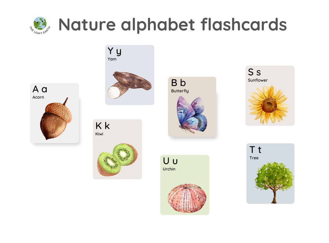 Nature Alphabet Flashcards Alphabet Flashcards ABC - Etsy