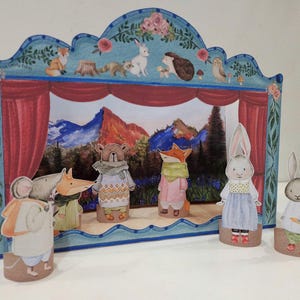 Woodland Puppet Theater, Paper Puppet Theater, DIY Kids Paper Craft ...