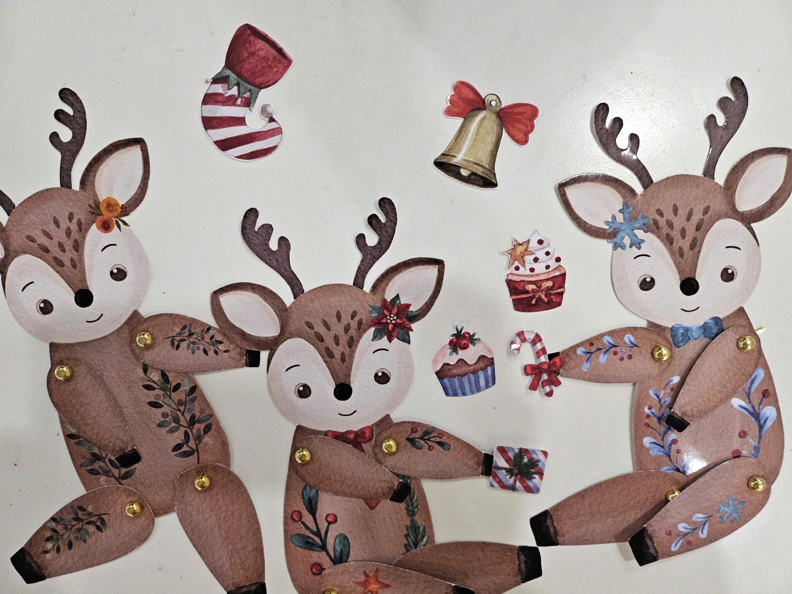 Articulated Reindeer Paper Dolls, Christmas Paper Doll Kit, DIY Kids ...
