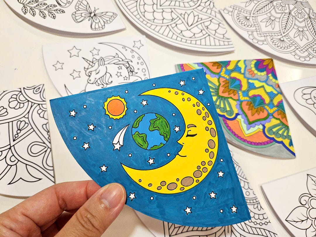 10 Corner Bookmarks Coloring, Nature and Mandala Coloring, DIY Kids ...