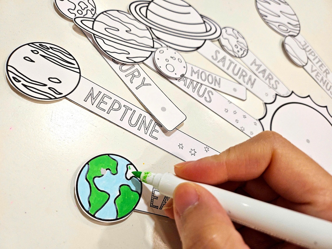 Solar System Model Coloring, DIY Kids Paper Crafts, Kids Coloring, Space STEM Activity ...