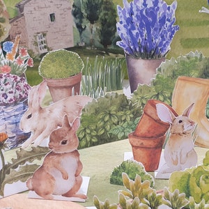 Build a Rabbit Garden, Printable Diorama, Paper Garden Scene, DIY Kids ...