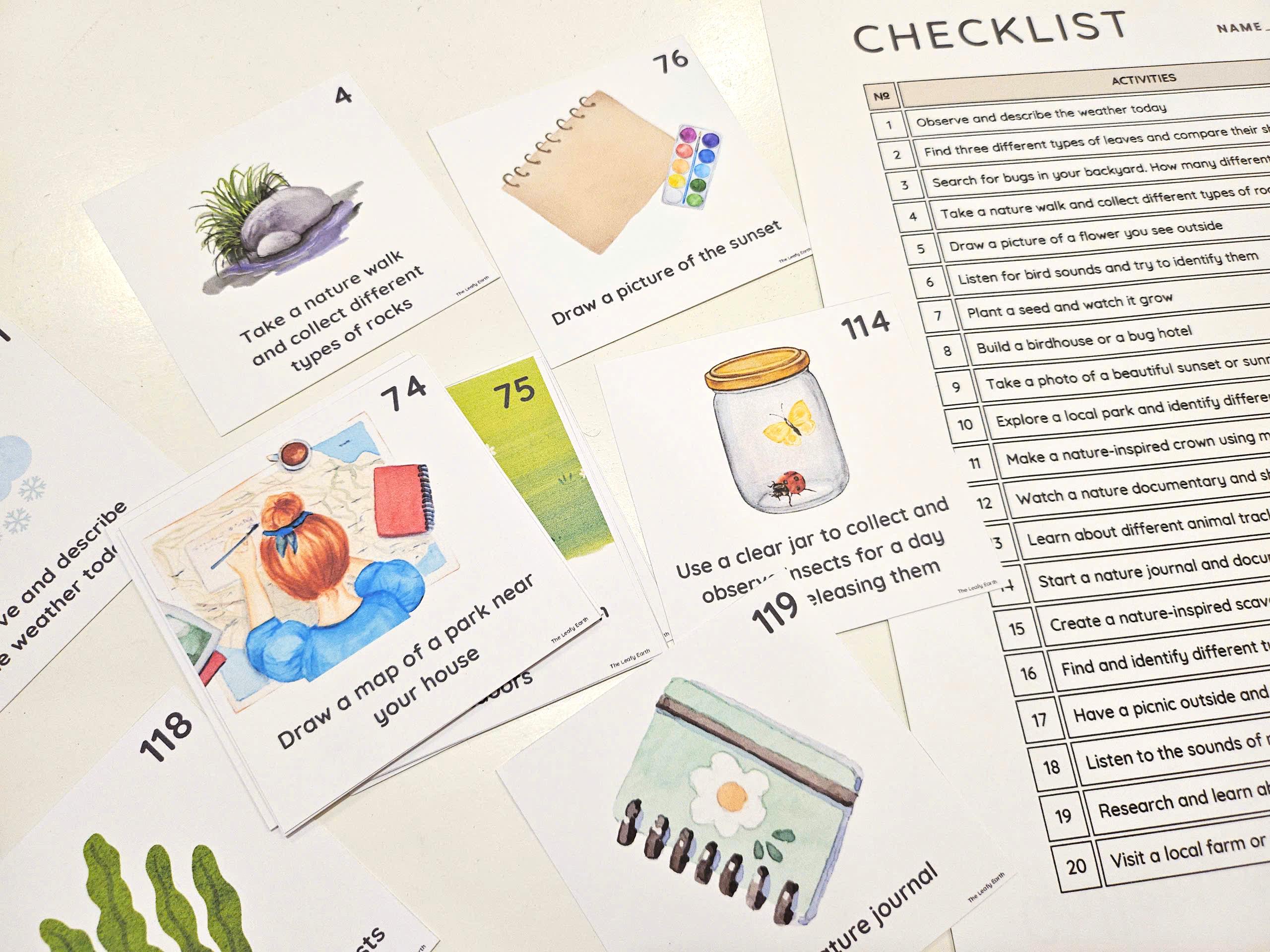 230 Nature Activity Cards for Kids, Crafts, Outdoor Learning ...