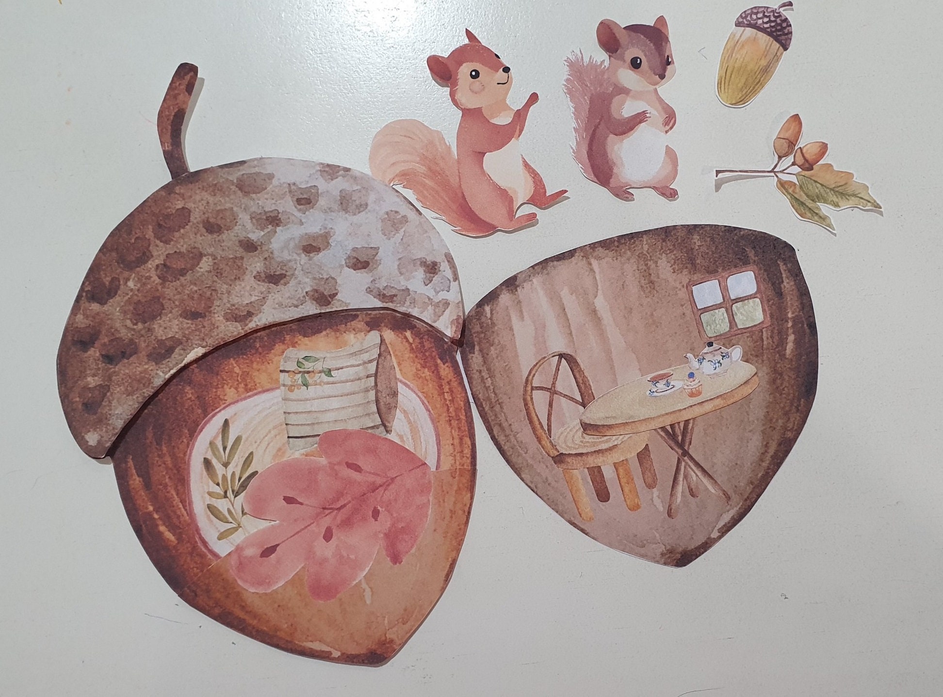 Squirrel House Printable Playset, Paper Acorn Dollhouse, DIY Kid Paper ...