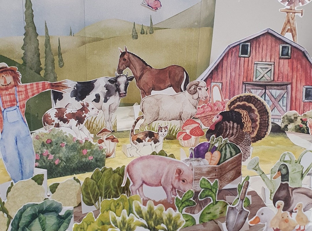 Build a Farm, Printable Farm Diorama, Farm Play Set, Paper Scene, DIY ...