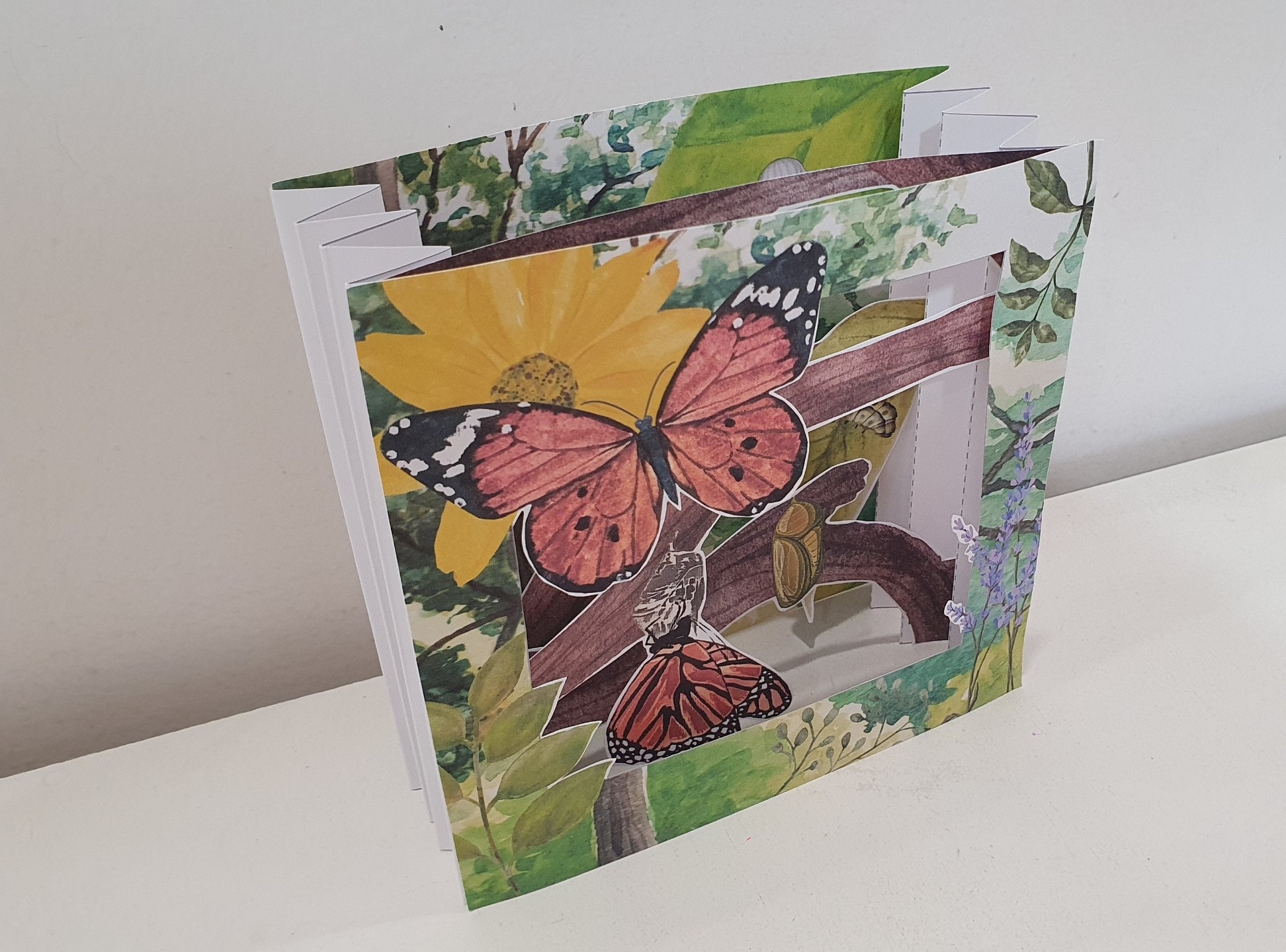 Butterfly Life Cycle Pop up Printable, Greeting Card, DIY Paper Crafts ...