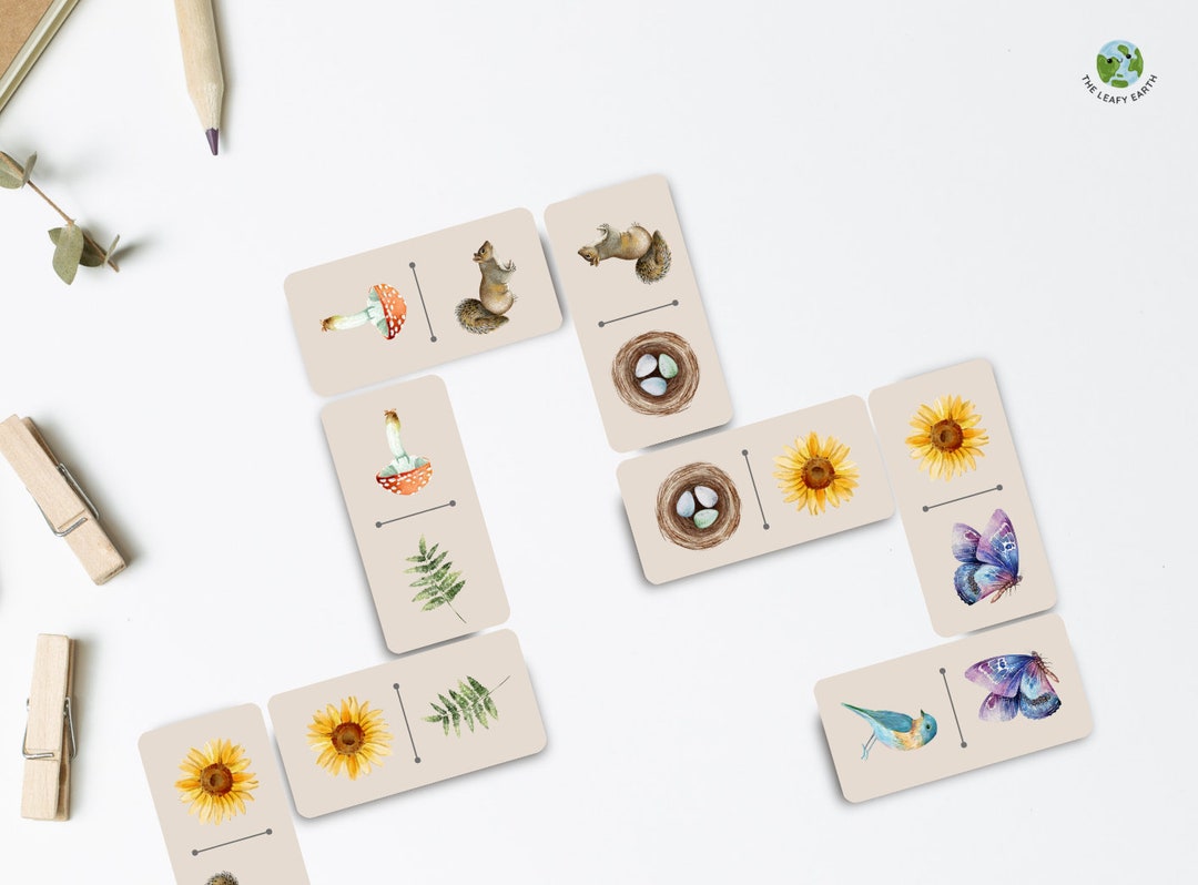 Nature Dominoes Game, Printable Dominoes, Toddler Matching, Nature ...
