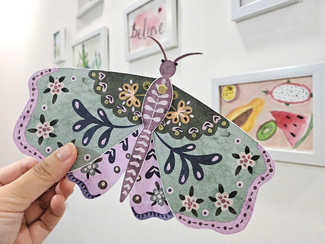 Articulated Paper Moths, Moth Paper Puppets, Printable Paper Moths, DIY ...