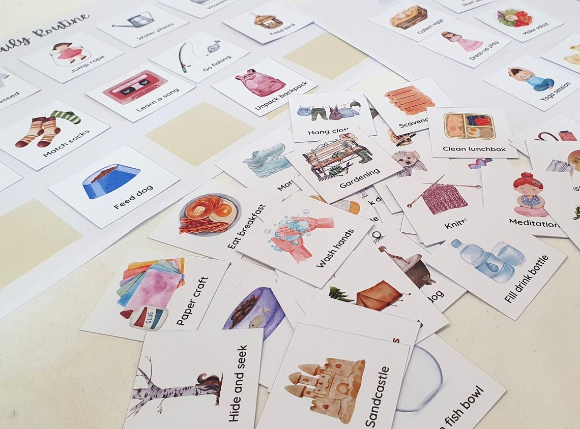 400 Kids Routine Cards & Charts, Printable Routine Chart, Visual ...