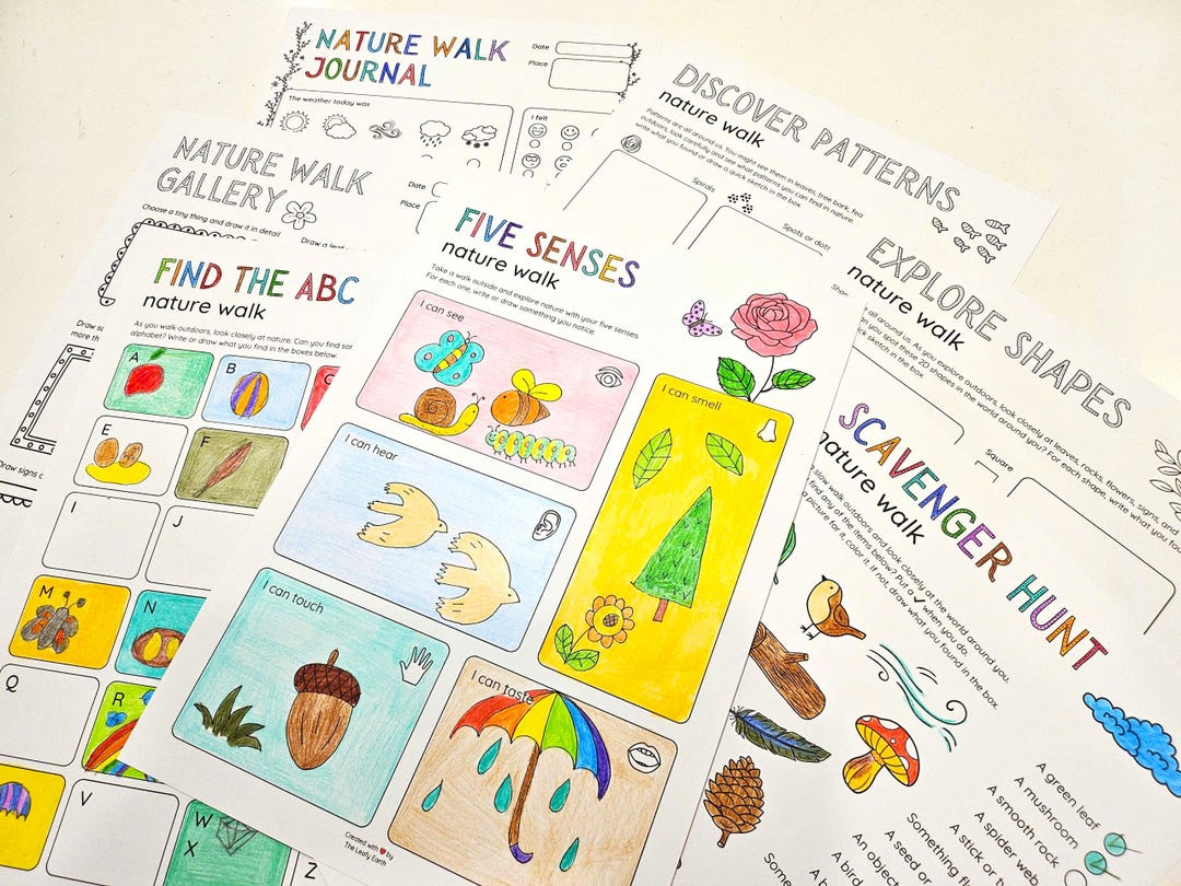 Nature Walk Journal and Scavenger Hunts, Basic Shapes, Patterns, Five ...