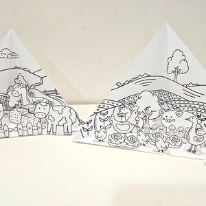 Farm Coloring Triorama, Printable Diorama, Paper Scene, Kids Paper ...